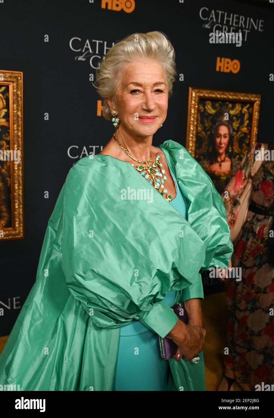 Helen Mirren wearing Badgley Mischka Couture attends the HBO Premiere ...