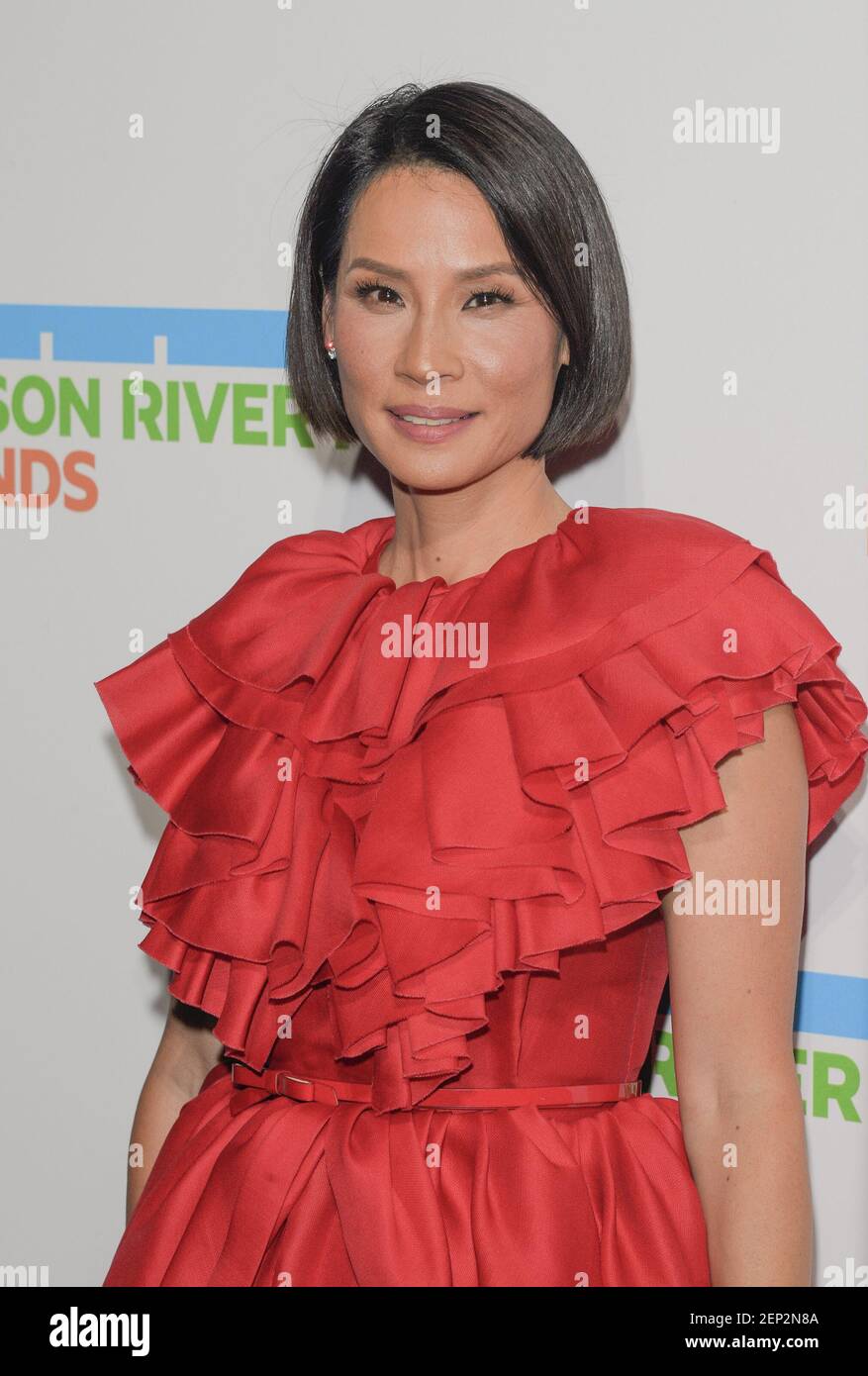 Lucy Liu wearing dress by Greta Constantine attends Hudson River Park ...