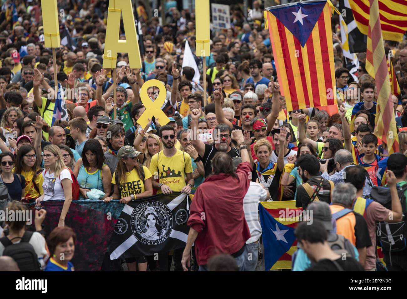 The marches that came from different parts of Catalonia to Barcelona ...