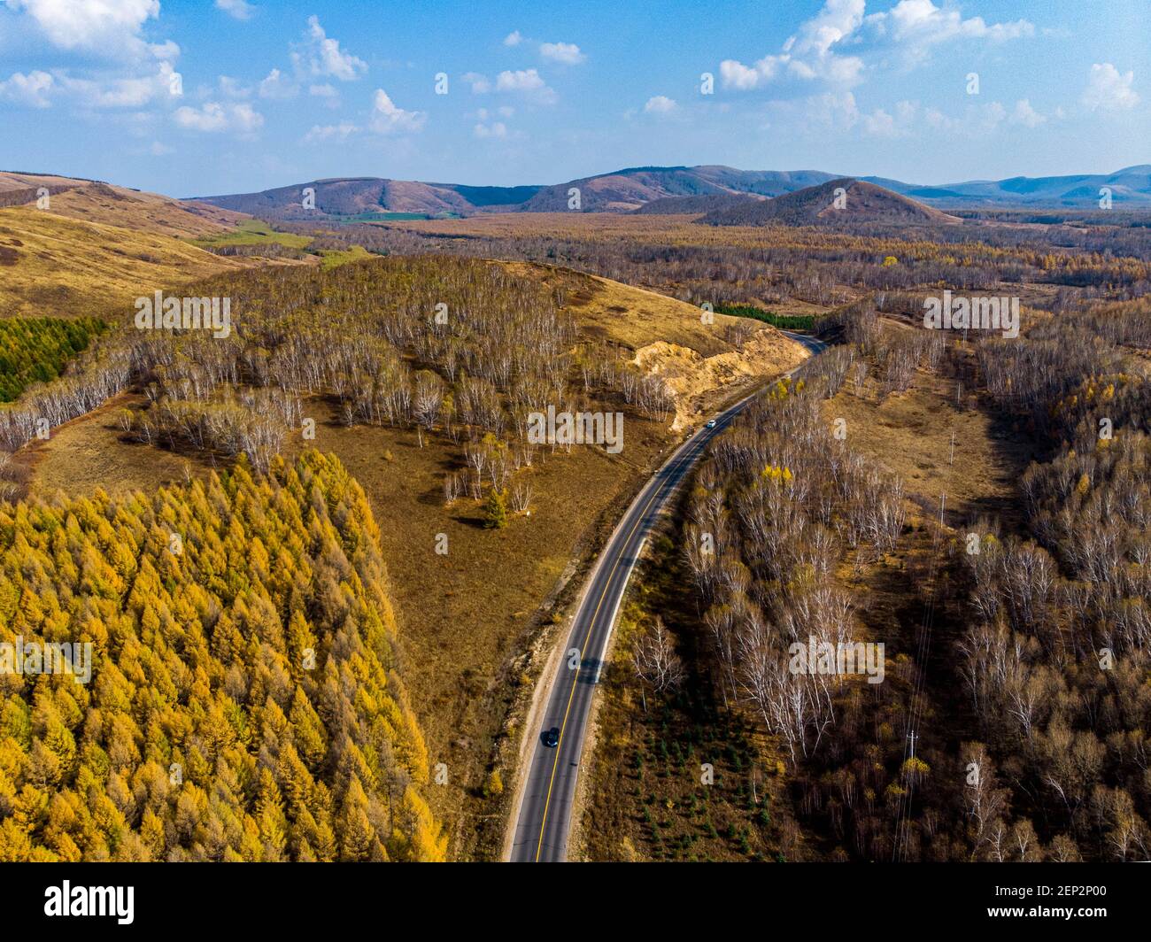 Aerial view of Ulan Butong in autumn in Chifeng City, north China's ...