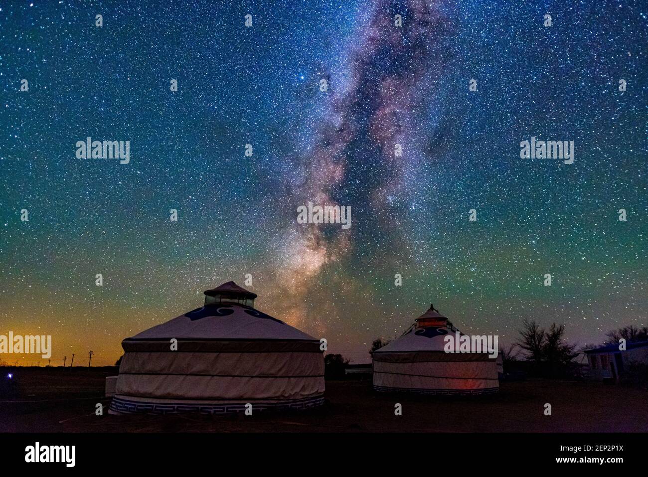 Night view of the Milky Way galaxy in the starry sky over Dalinor Lake ...