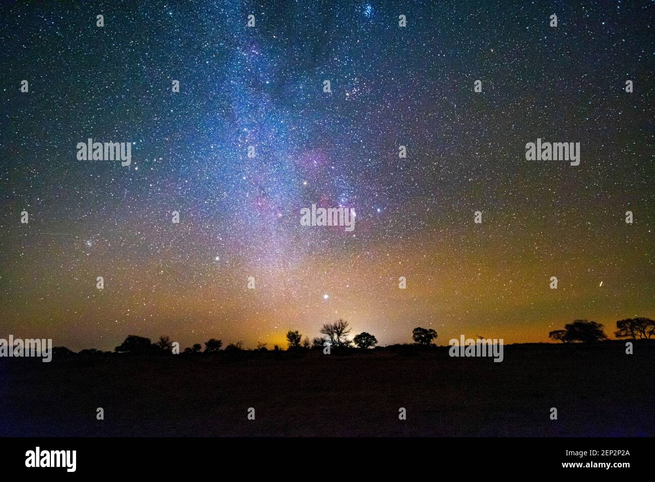 Night view of the Milky Way galaxy in the starry sky over Dalinor Lake ...