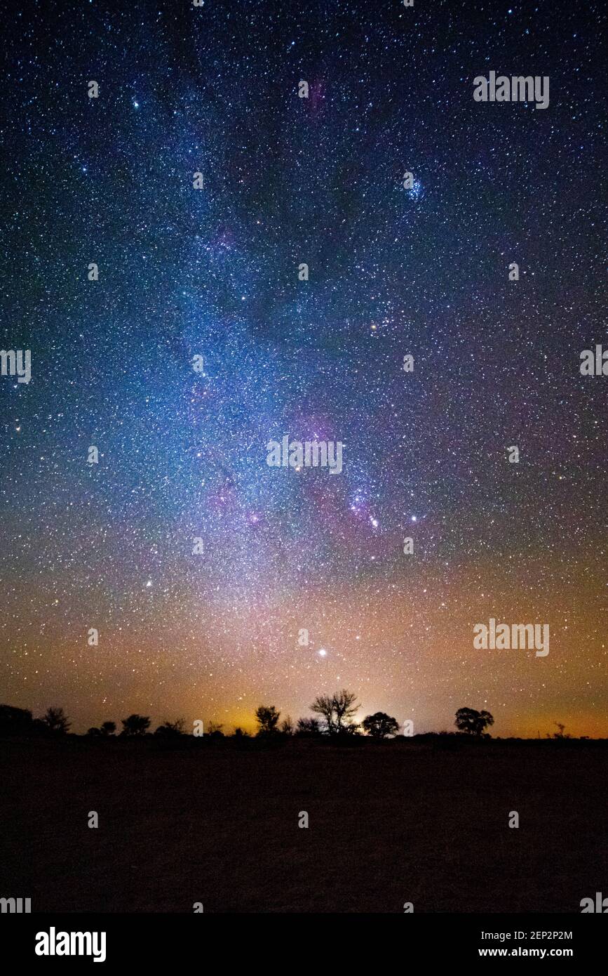 Night view of the Milky Way galaxy in the starry sky over Dalinor Lake ...