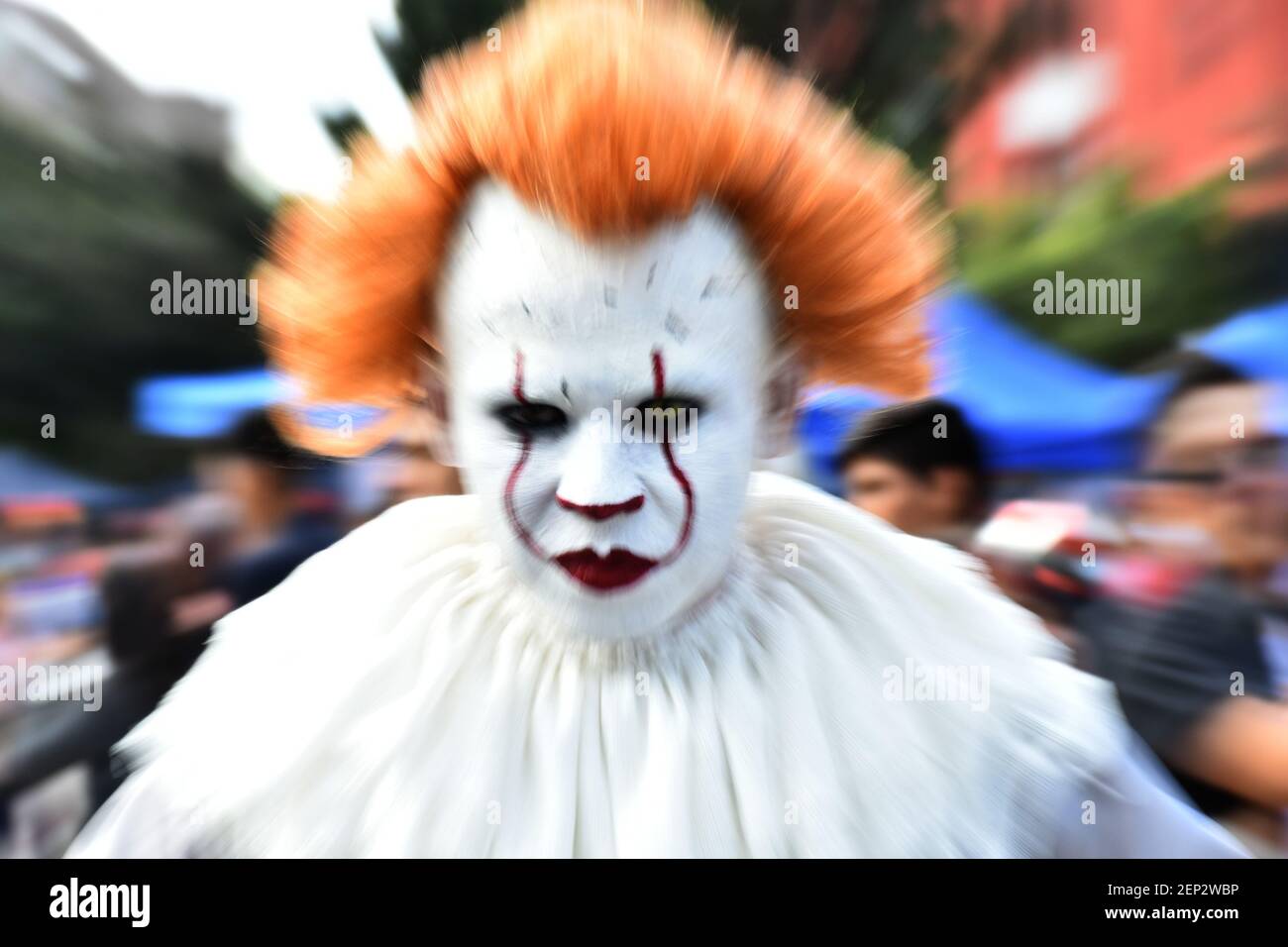 MEXICO CITY, MEXICO - OCTOBER 19: A man disguised as Pennywise (IT) is ...