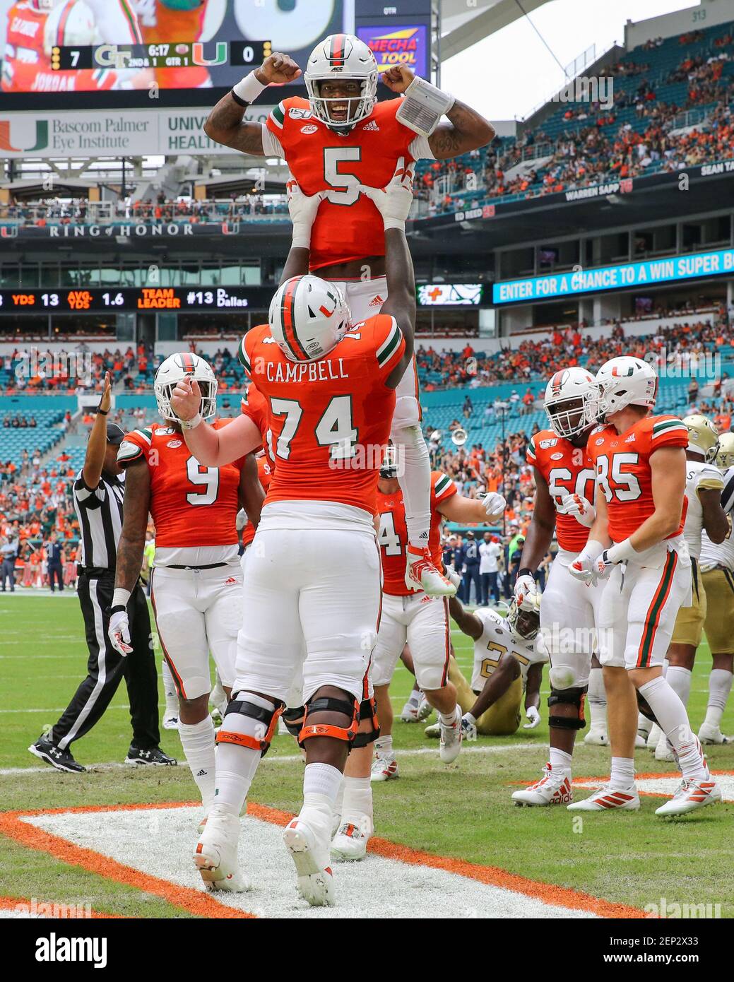 October 19, 2019: Miami Hurricanes quarterback N'Kosi Perry (5) is ...