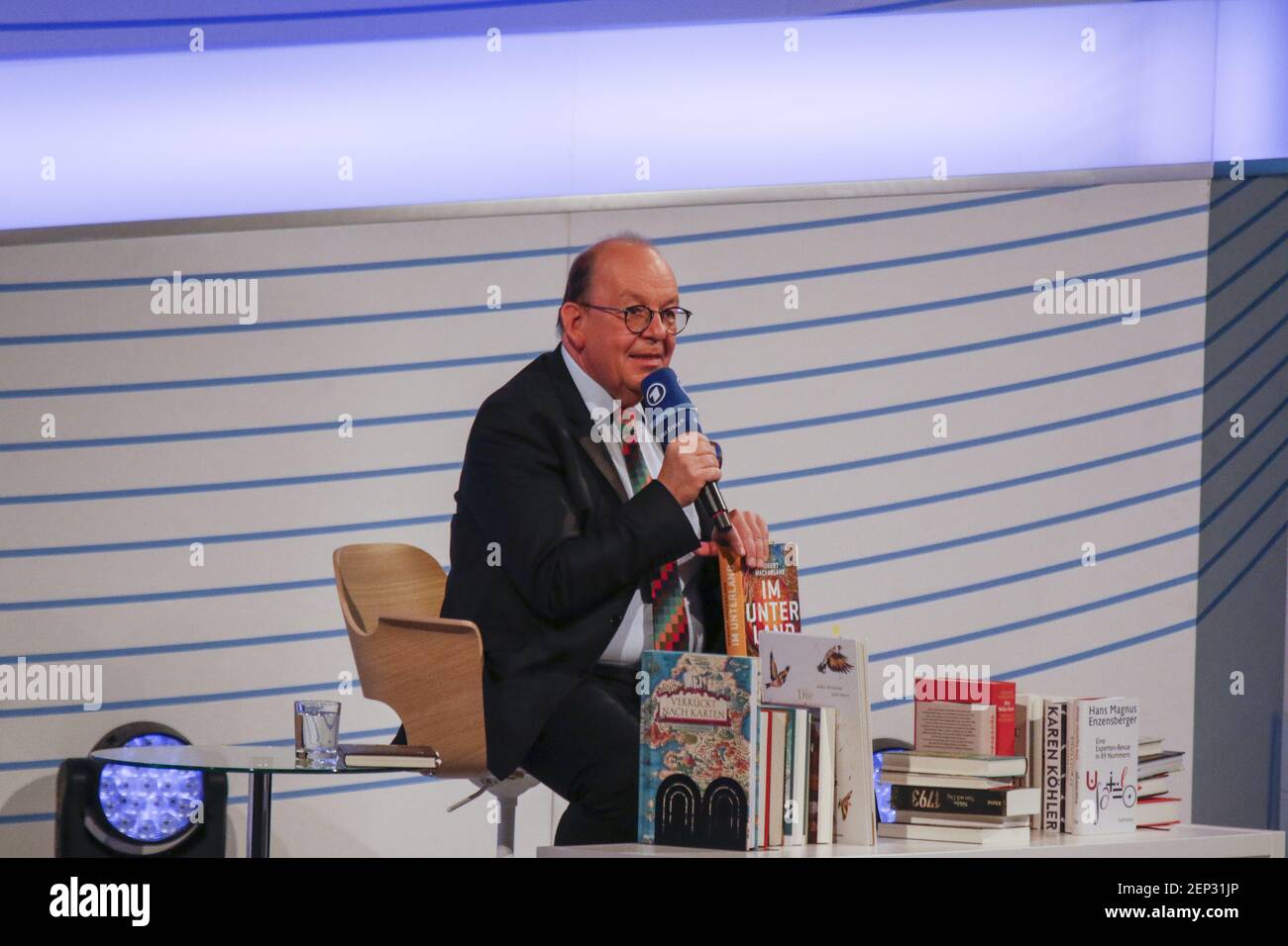 German literary critic Denis Scheck speaks at the Frankfurt Book Fair ...