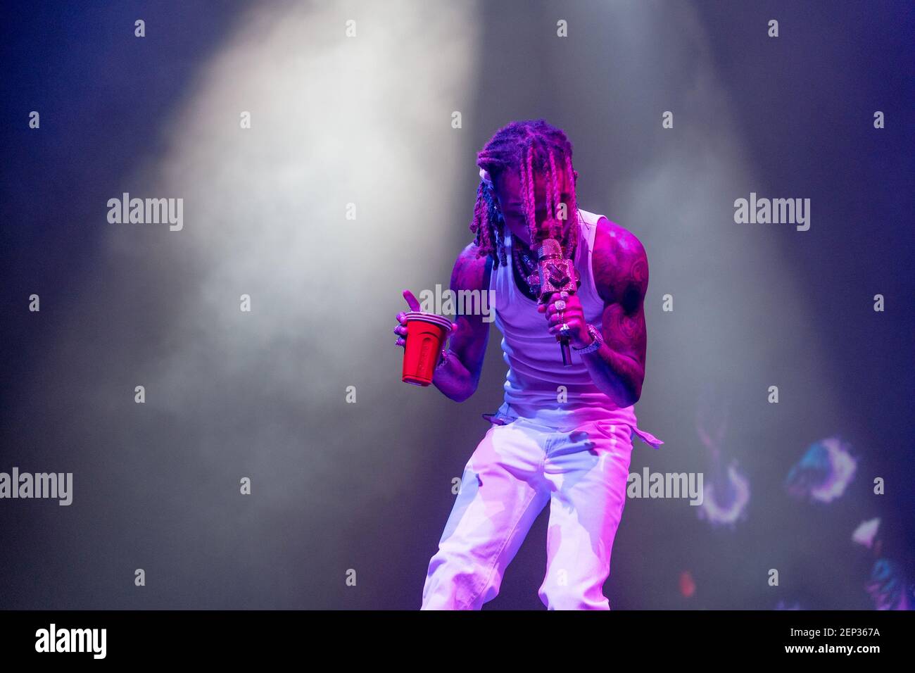MIAMI, FL - OCT 20: Swae Lee performs during Post Malone Runaway tour ...