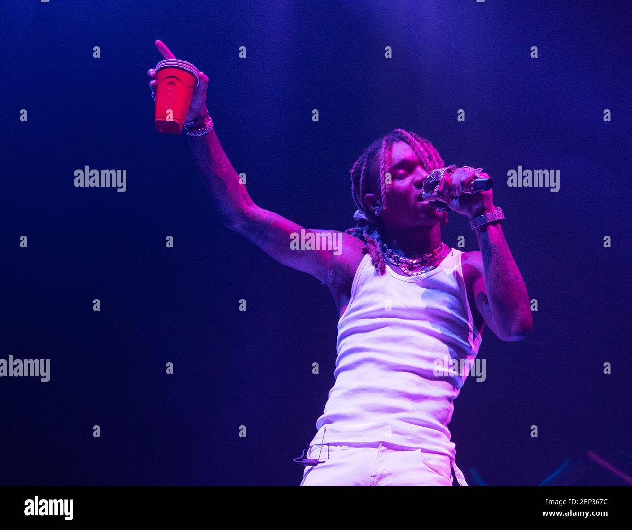 MIAMI, FL - OCT 20: Swae Lee performs during Post Malone Runaway tour ...