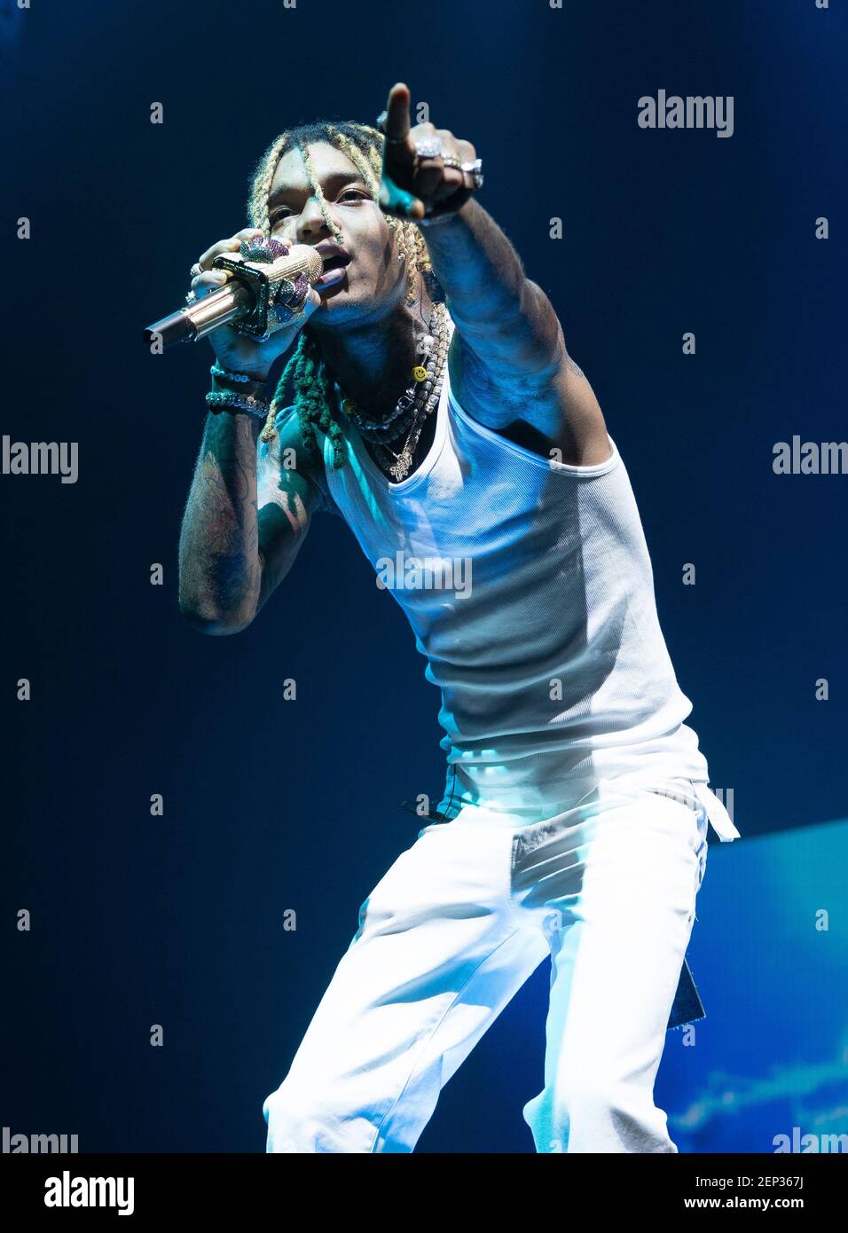 MIAMI, FL - OCT 20: Swae Lee performs during Post Malone Runaway tour ...