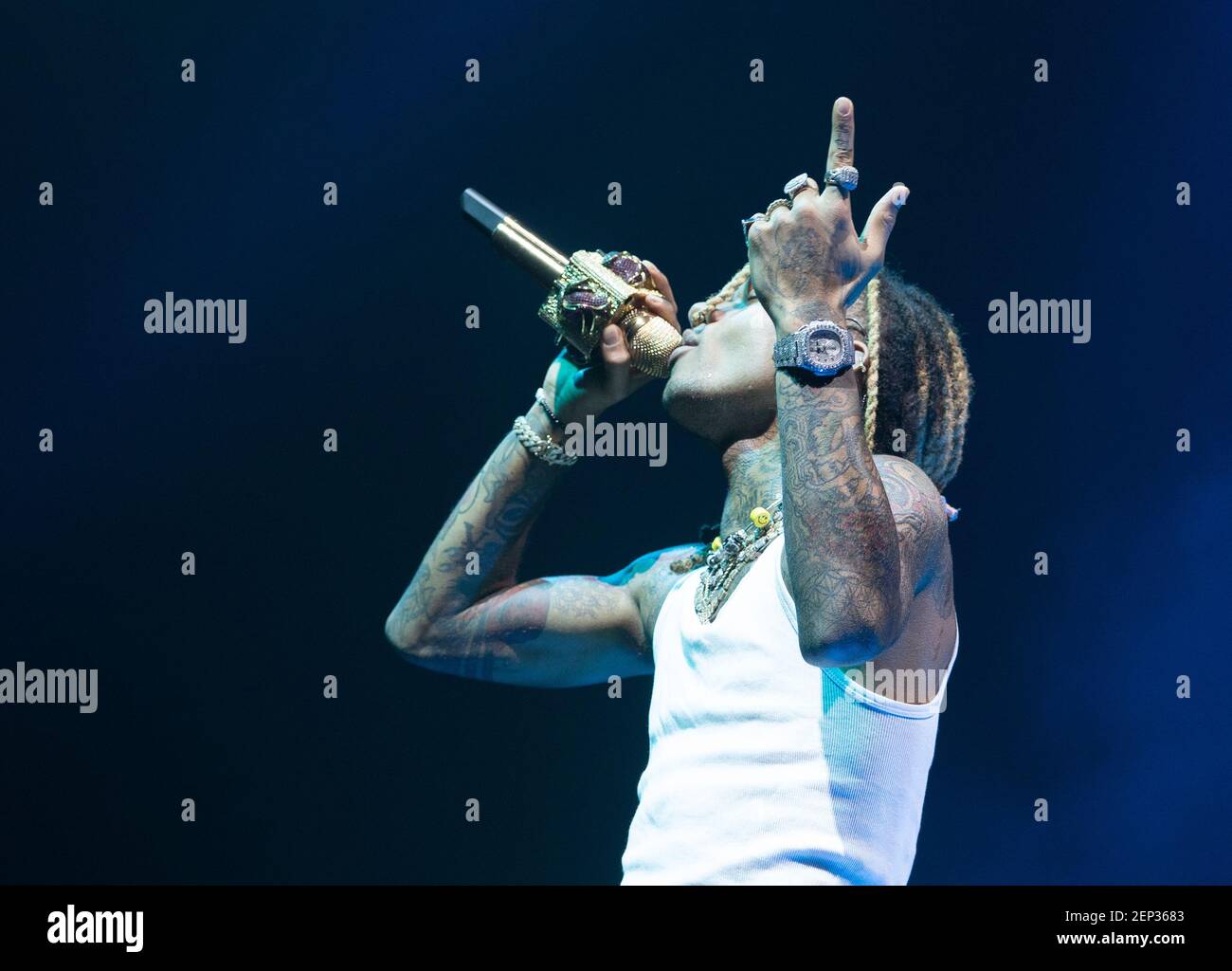 MIAMI, FL - OCT 20: Swae Lee performs during Post Malone Runaway tour ...