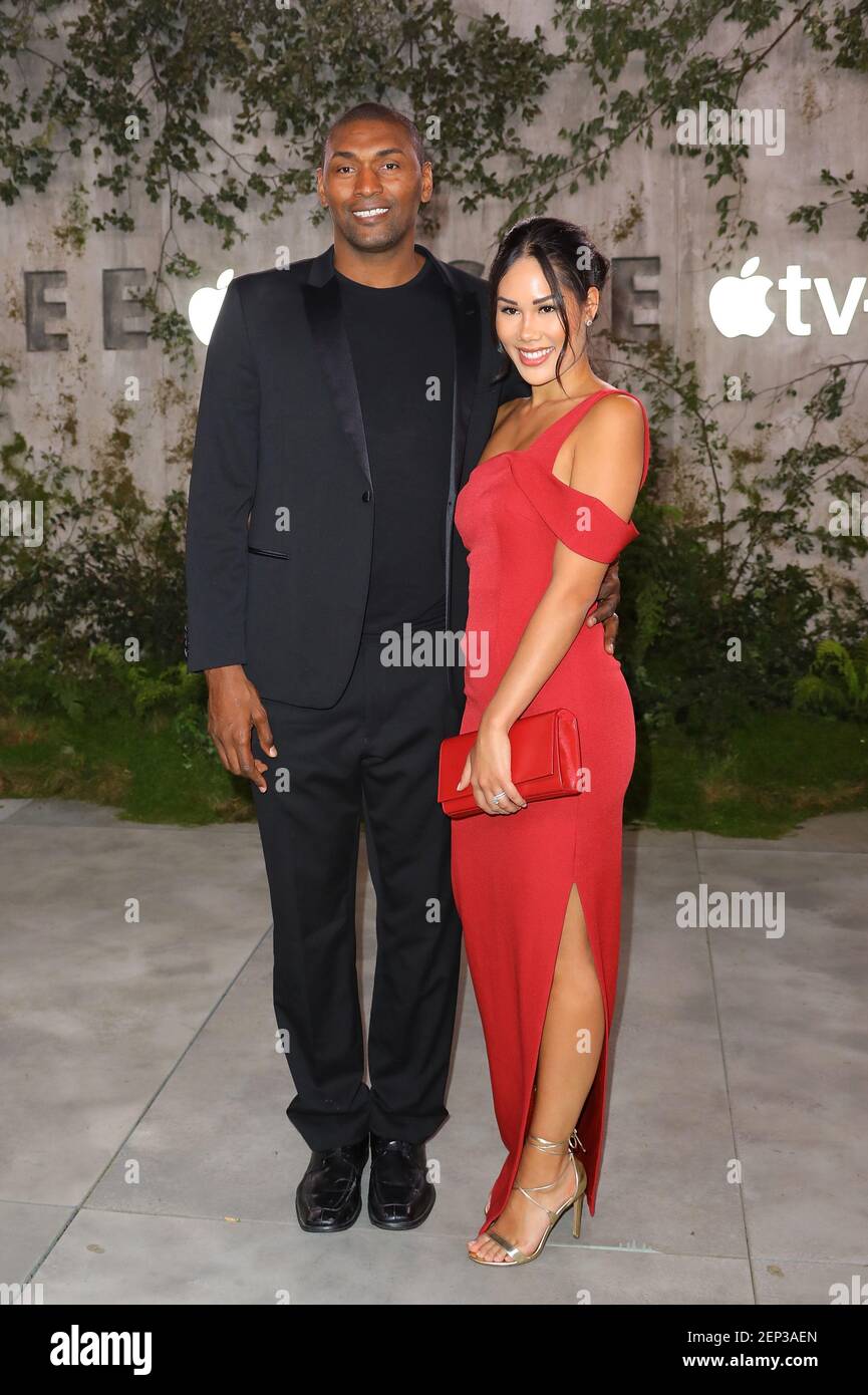 Metta World Peace and Maya Ford at Apple TV+ SEE World Premiere held at ...