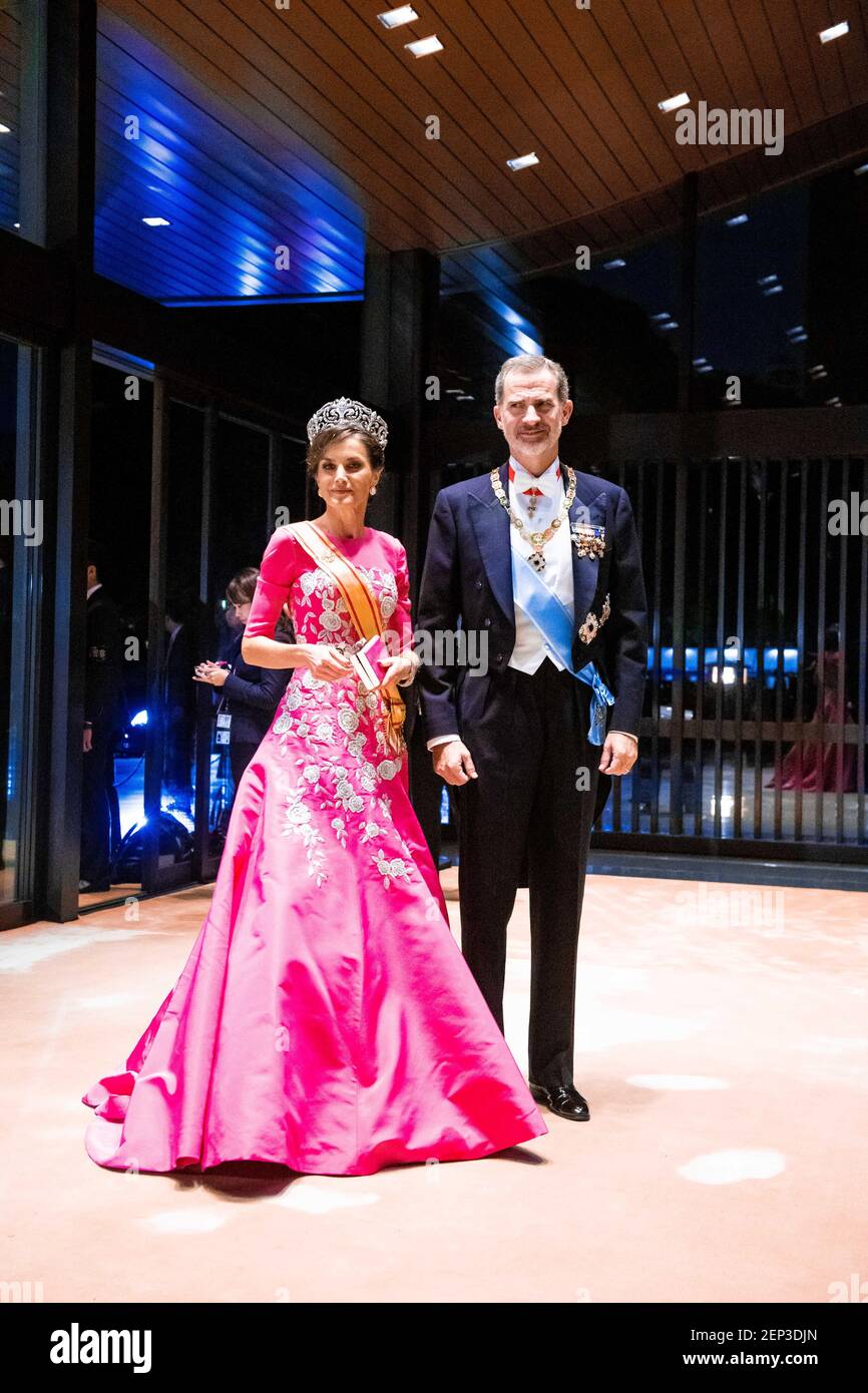 King Felipe VI and Queen Letizia of Spain during the Court Banquet ...