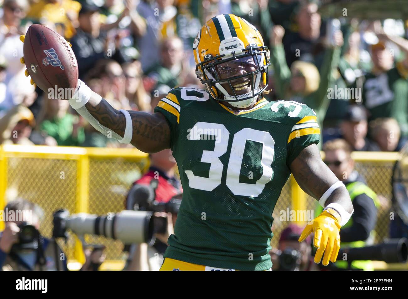 October 20, 2019: Green Bay Packers running back Jamaal Williams #30 ...