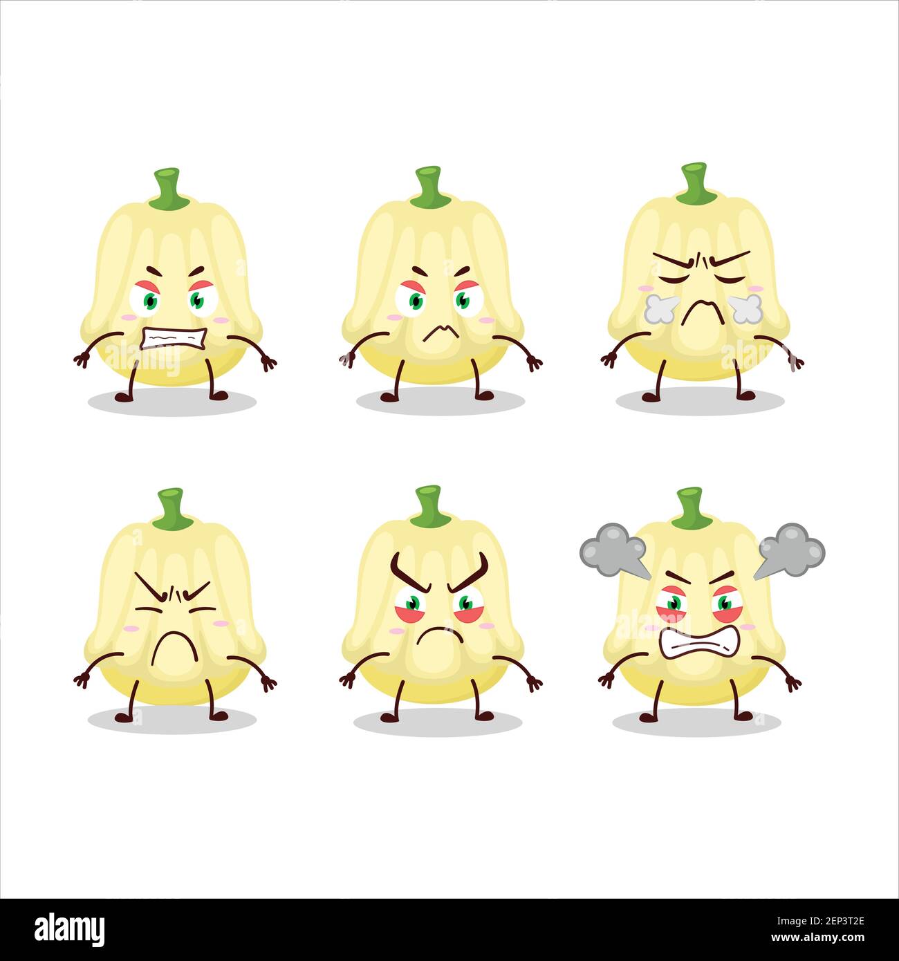 Patisson cartoon character with various angry expressions. Vector ...