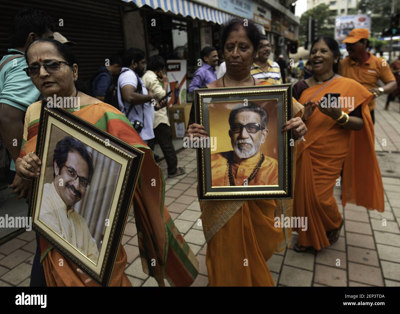 MUMBAI, INDIA - OCTOBER 24: Shiv Sena party workers celebrates victory ...