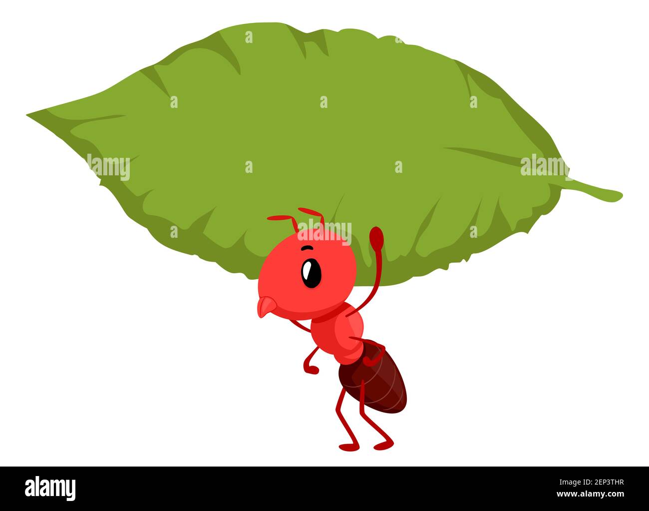 Illustration of a Red Ant Mascot Carrying a Big Leaf Board Stock Photo ...