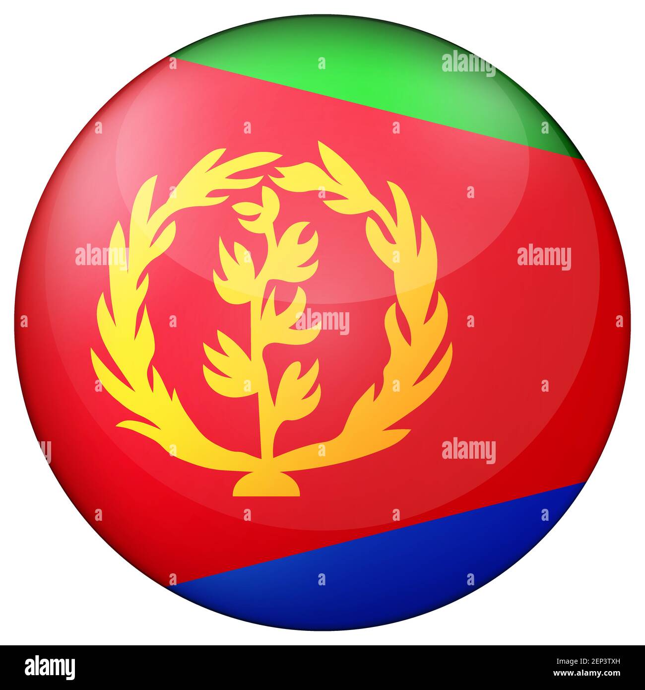Glass light ball with flag of Eritrea. Round sphere, template icon. Eritrean national symbol ...