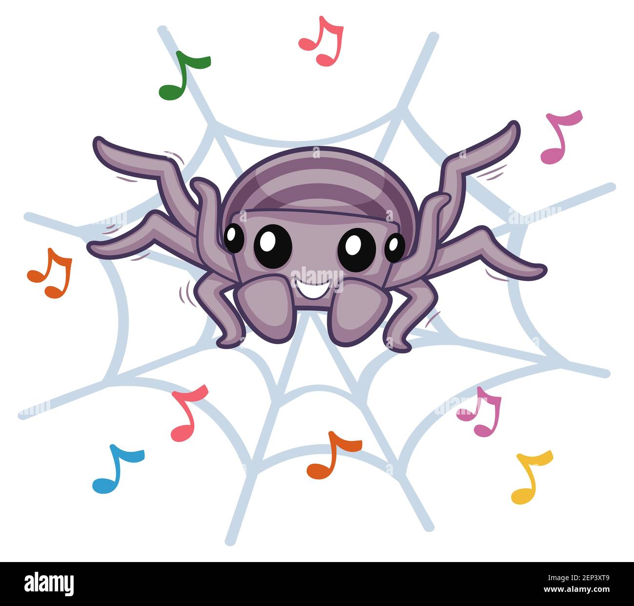 Illustration of a Smiling Spider Mascot on Web Raising Its Legs and ...