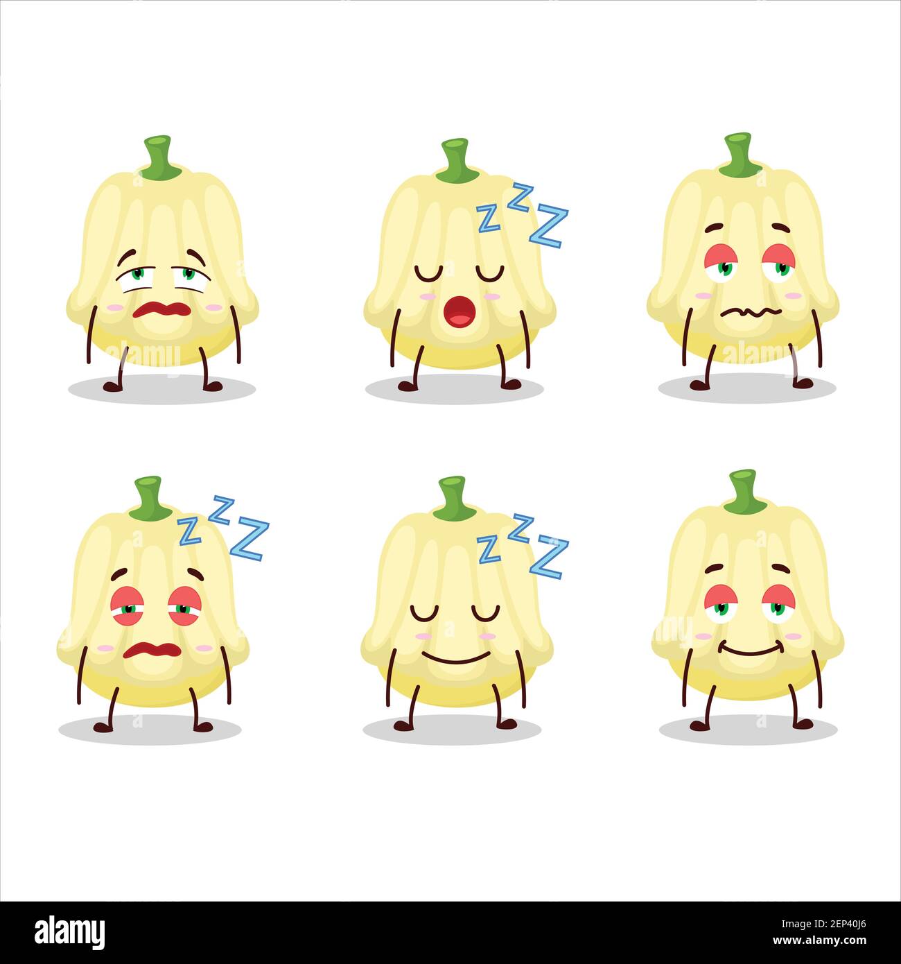 Cartoon character of patisson with sleepy expression. Vector ...