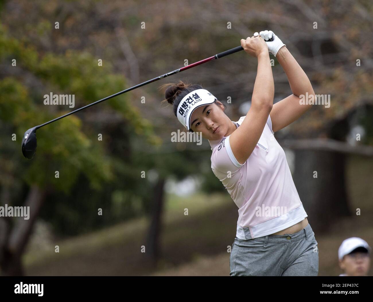25 October 2019 - Busan, South Korea : Su-Hyun Oh of Australian plays her tee shot 2nd hall ...