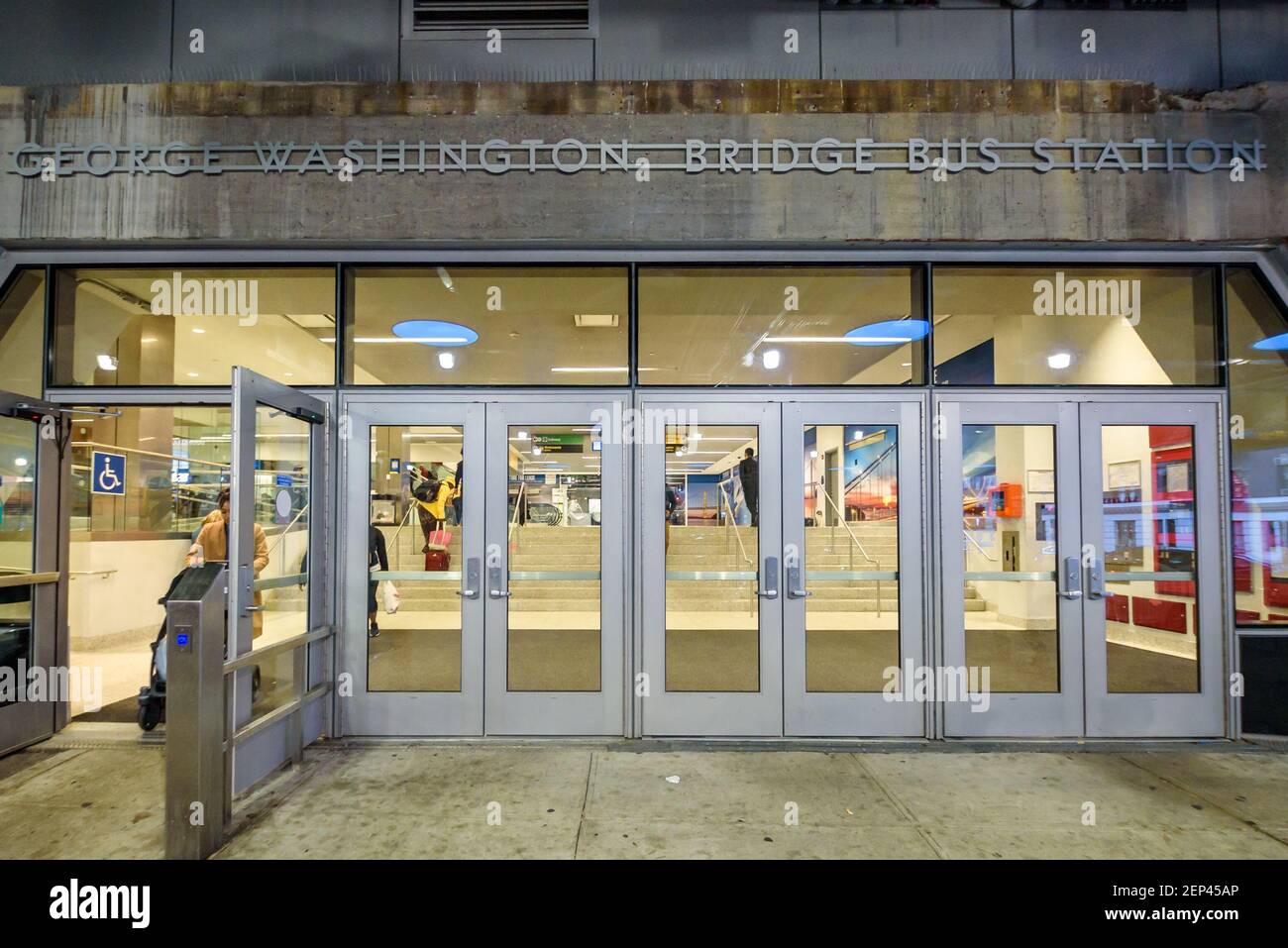 Main entrance to the Greyhound at the George Washington Bridge Bus ...