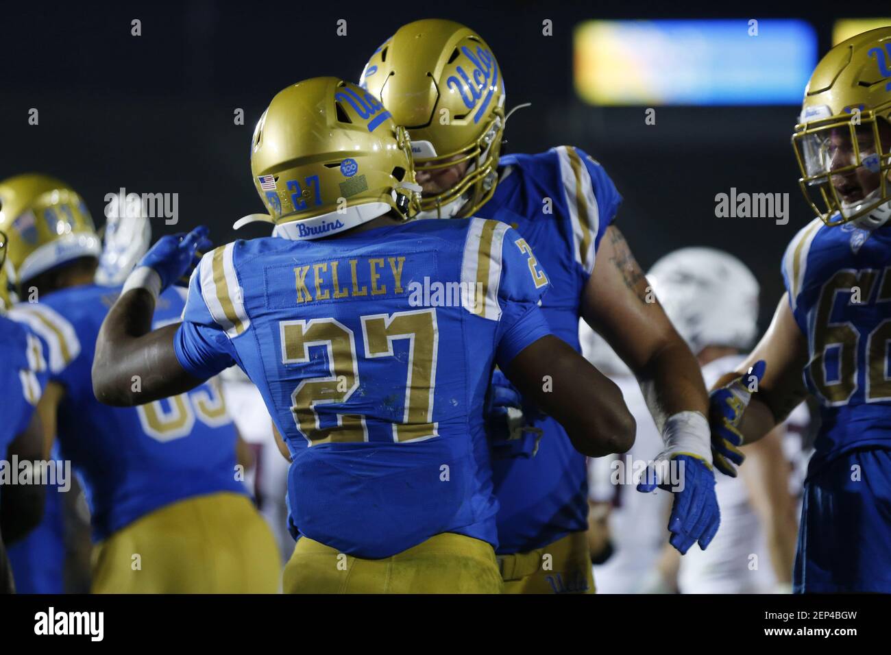 October 26, 2019 UCLA Bruins running back Joshua Kelley #27 celebrates ...