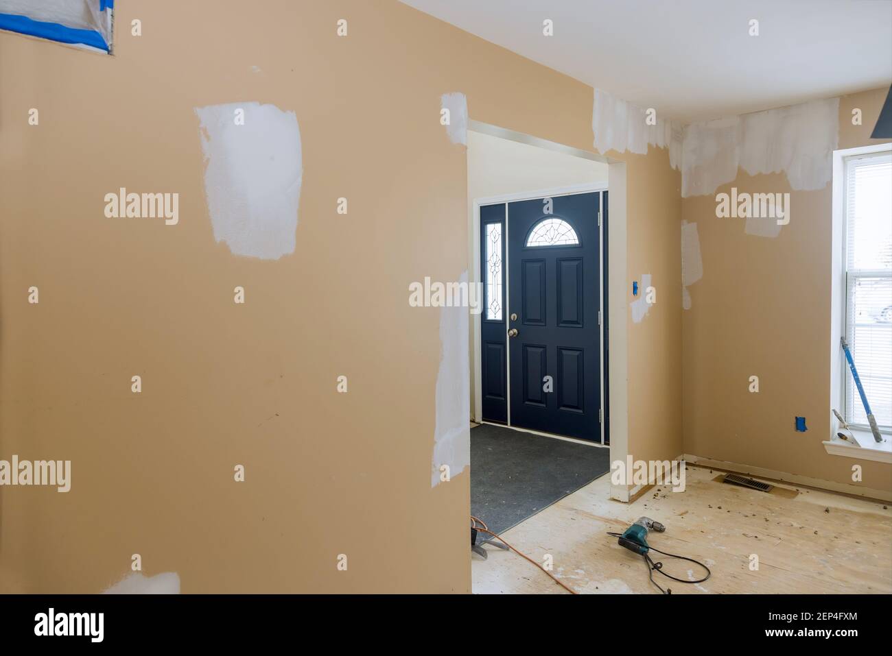 Ceiling and wall with damage spreading to plaster a damaged wall ...