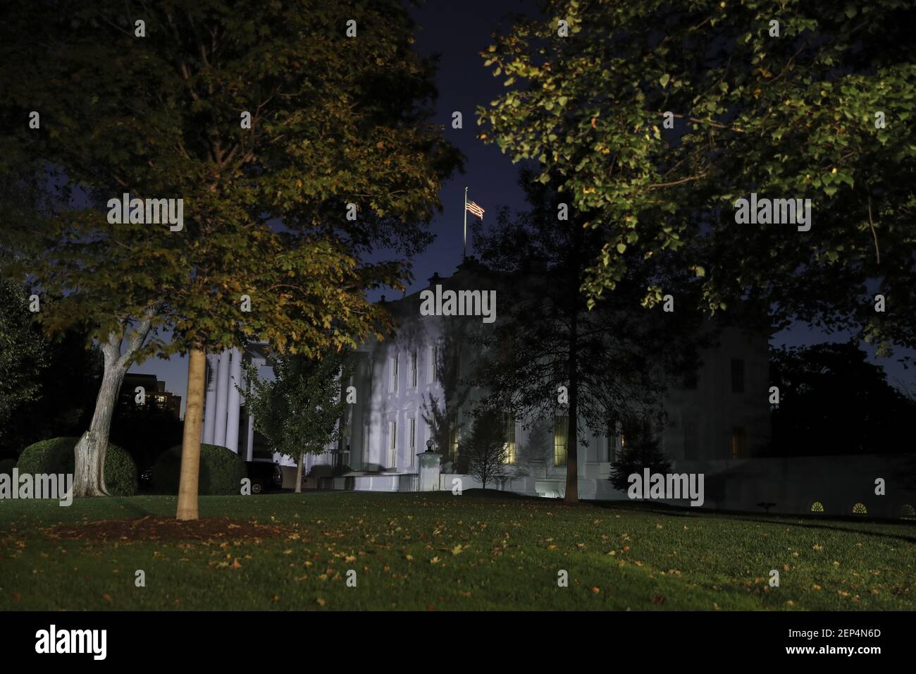 The North Portico of the White House is seen on October 28, 2019 in ...