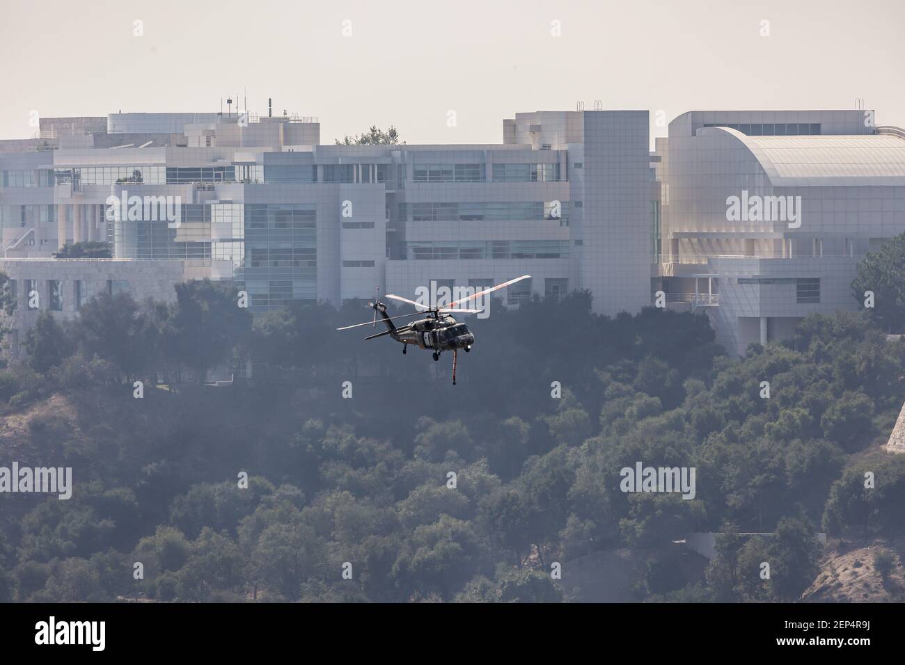 Getty Fire Burns in Los Angeles, A small brush fire burns in the hills ...