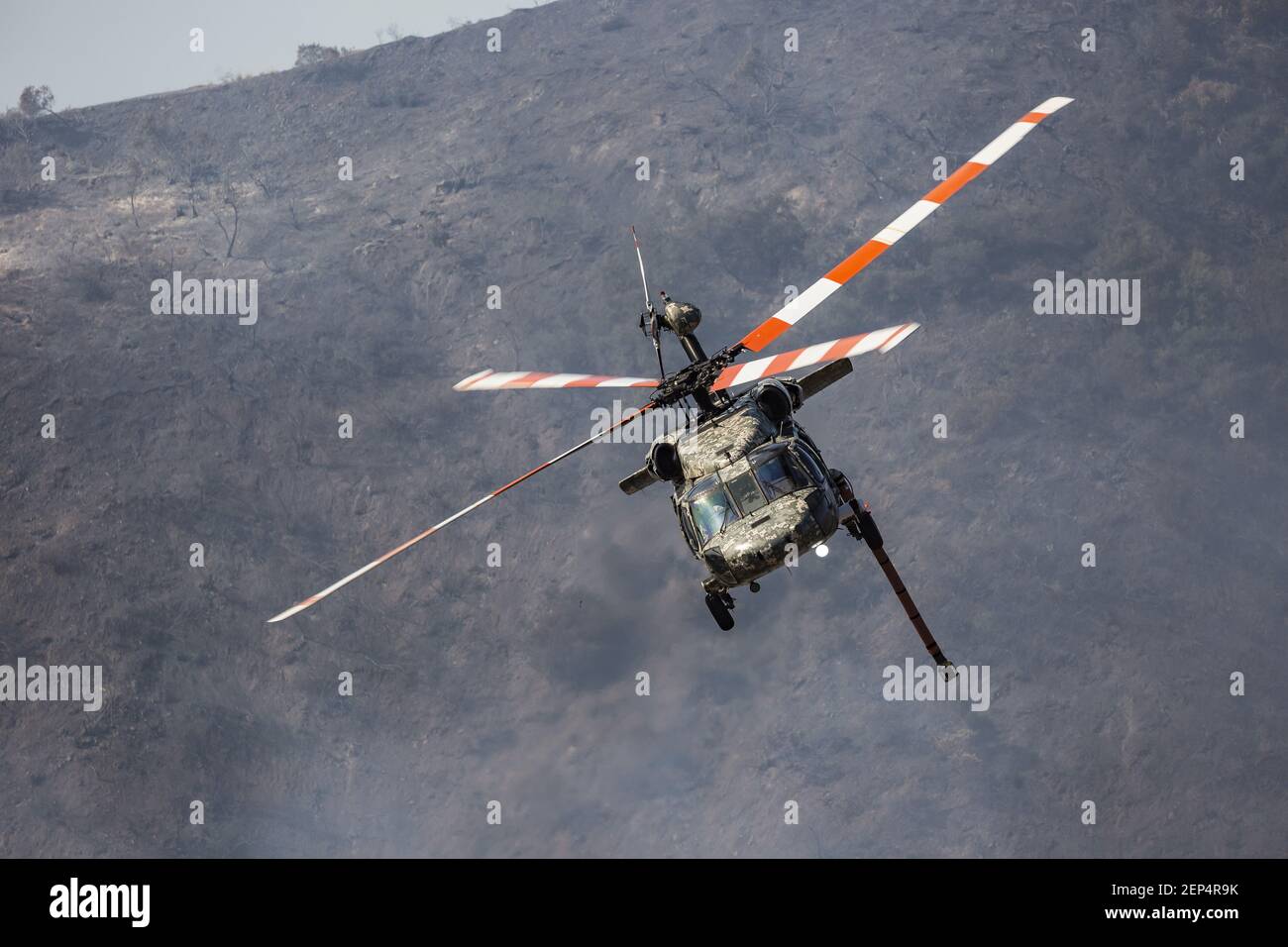 Getty Fire Burns in Los Angeles, A small brush fire burns in the hills ...