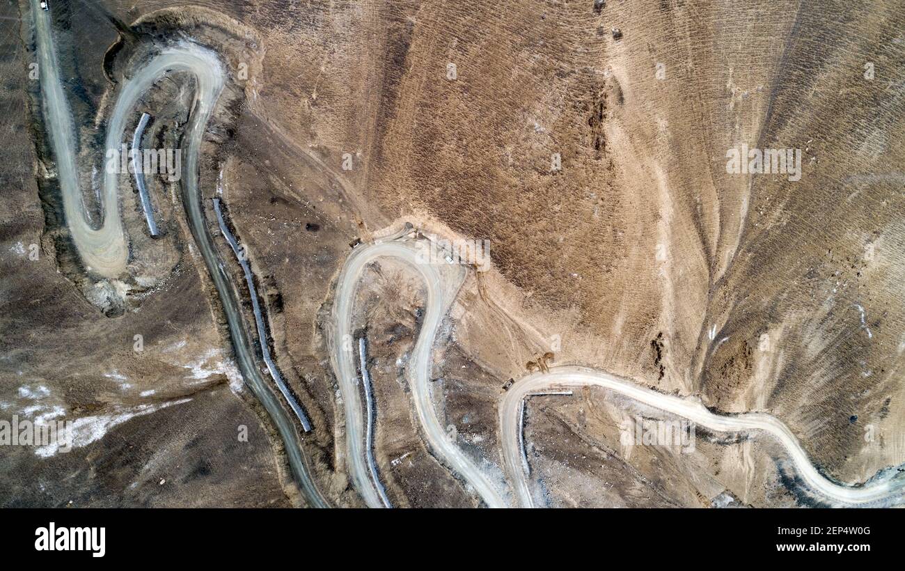 Aerial view of the road, commonly known as Panlong Road, in the ...