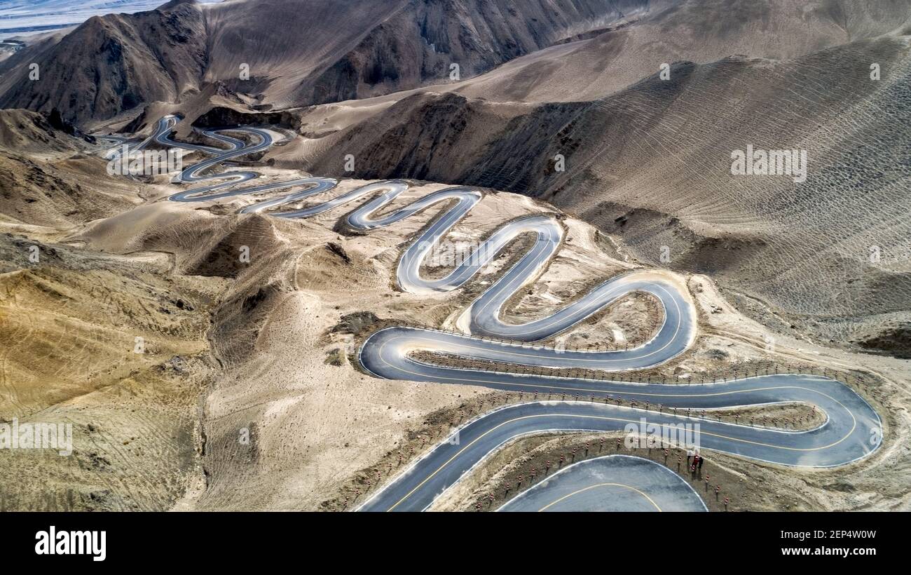 Aerial view of the road, commonly known as Panlong Road, in the ...