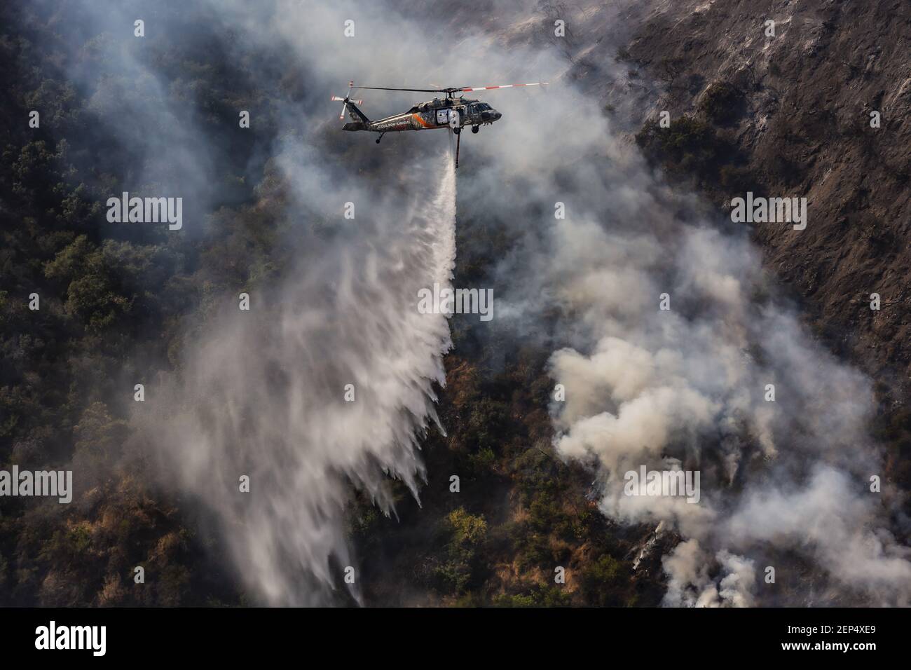 Getty Fire Burns in Los Angeles. A small brush fire burns in the hills ...