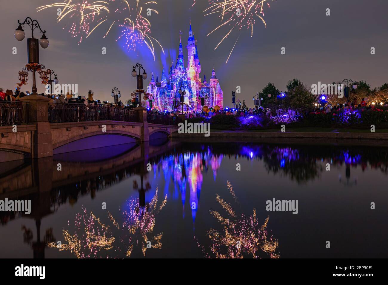 Firework performance inside Shanghai Disneyland in Shanghai, China, 27 ...