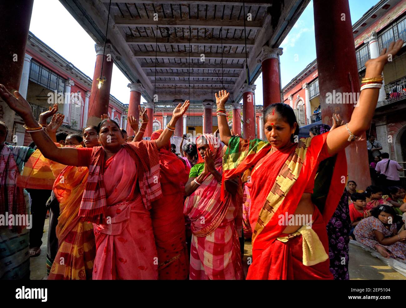 Hindu devotees chanting & dancing inside Madan Mohan Temple before the ...