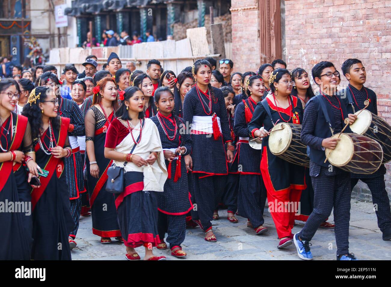 Nepalese from ethnic Newar Community in traditional attire take part ...