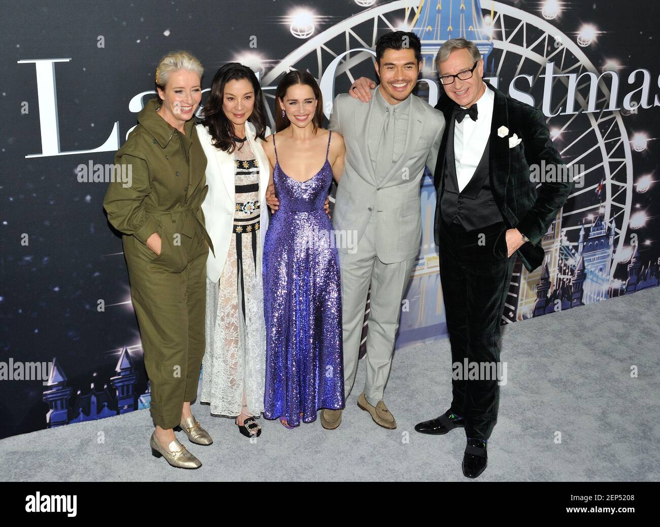 L-R: Actors Emma Thompson, Michelle Yeoh, Emilia Clarke, Henry Golding ...