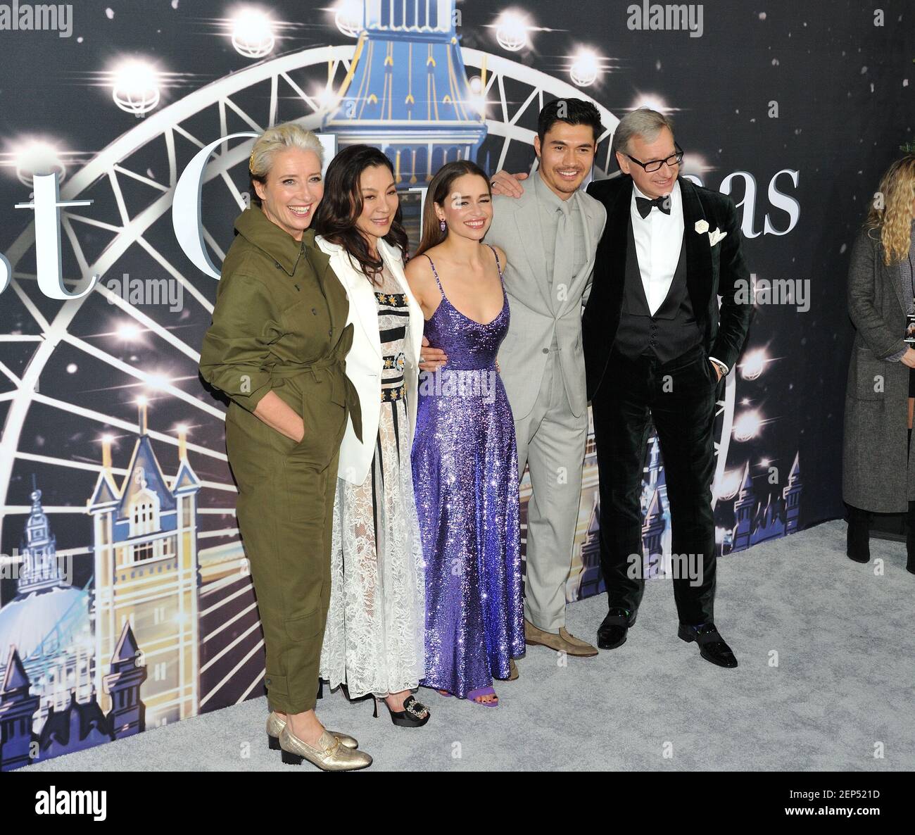 L-R: Actors Emma Thompson, Michelle Yeoh, Emilia Clarke, Henry Golding ...