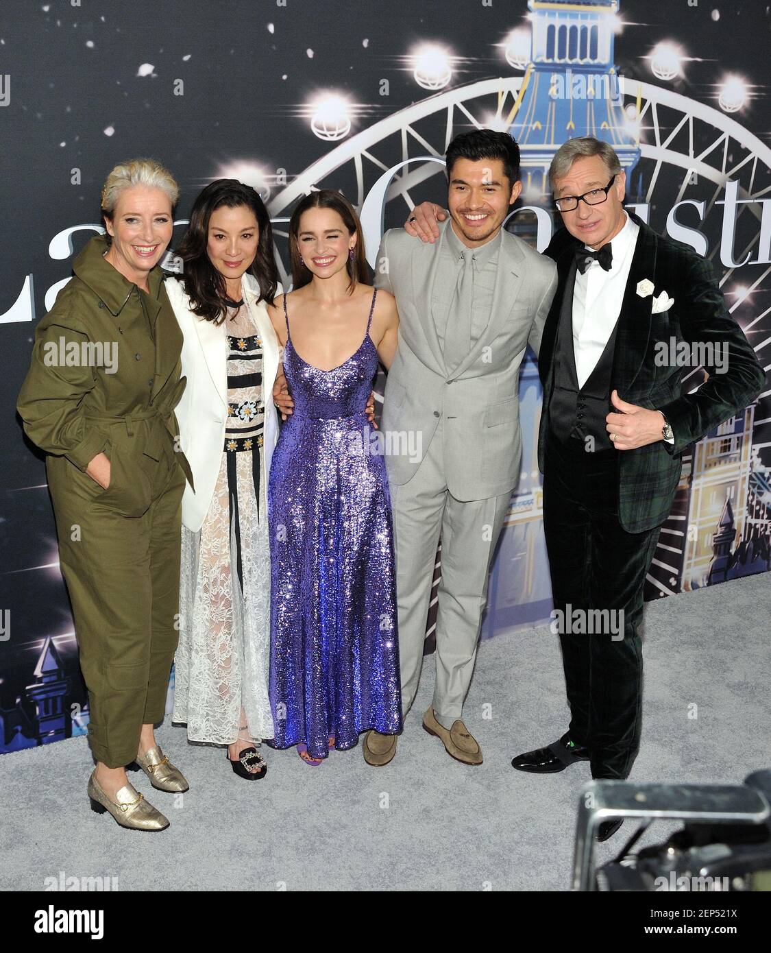 L-R: Actors Emma Thompson, Michelle Yeoh, Emilia Clarke, Henry Golding ...