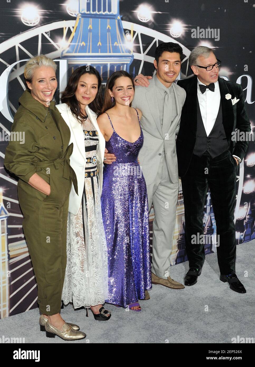 L-R: Actors Emma Thompson, Michelle Yeoh, Emilia Clarke, Henry Golding ...