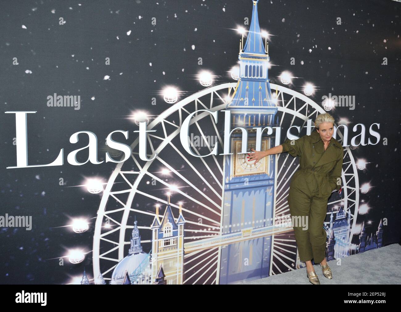Actress Emma Thompson attends the premiere of Last Christmas at the AMC ...