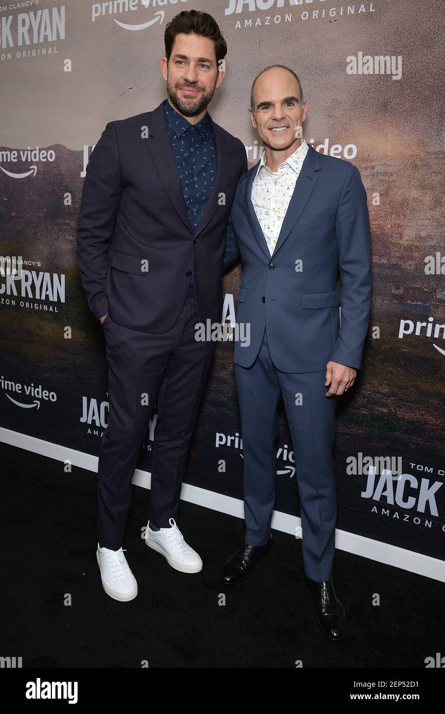 (L-R) Actors John Krasinski and Michael Kelly attend The Premiere of ...