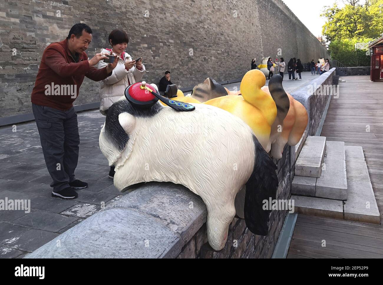 Beijing,CHINA-A giant "Royal cat" is seen near the palace wall outside ...