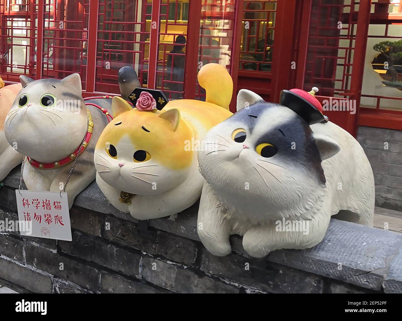 Beijing,CHINA-A giant "Royal cat" is seen near the palace wall outside ...