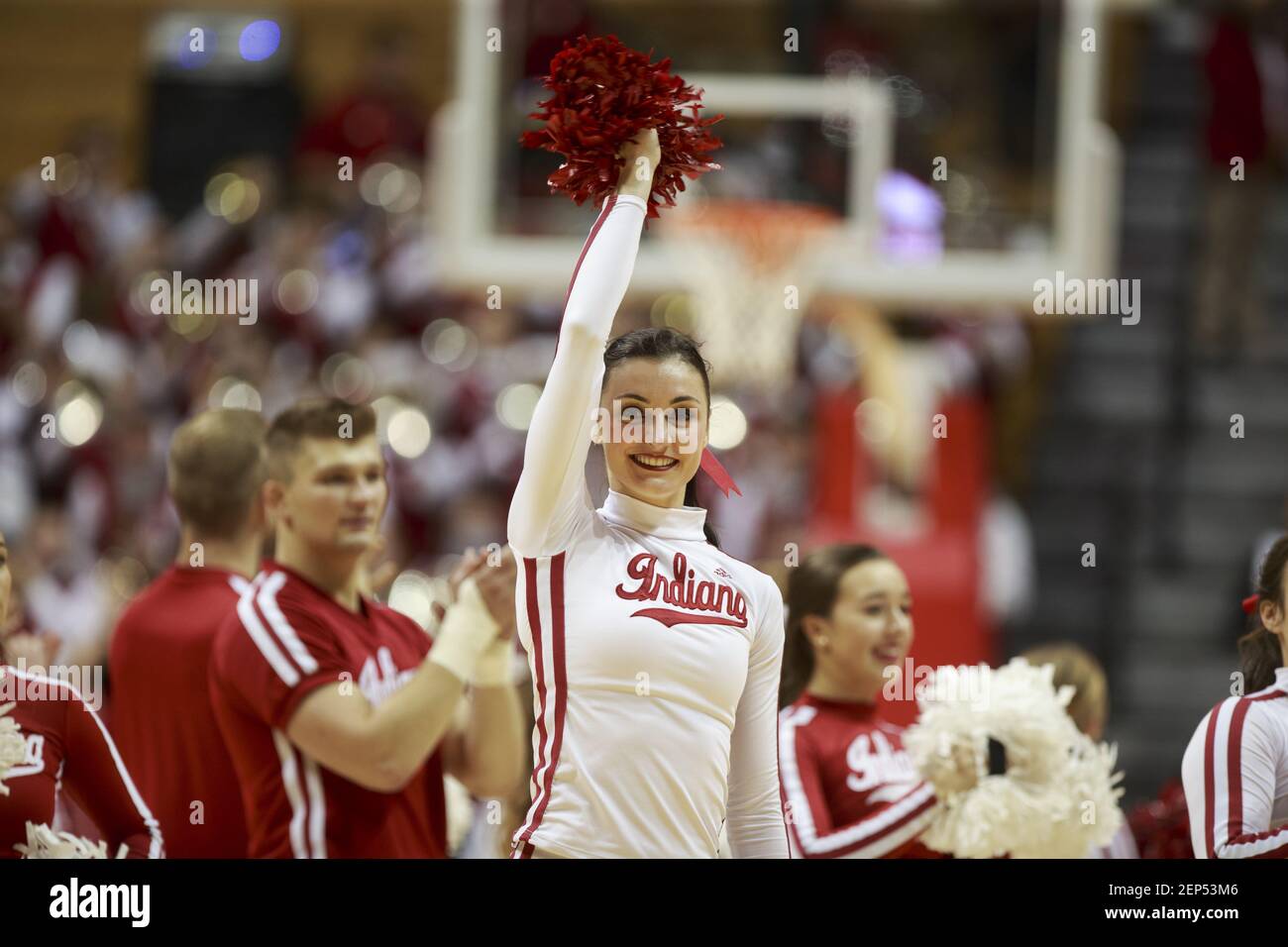 Indiana University's cheerleaders cheer against Gannon during the NCAA ...
