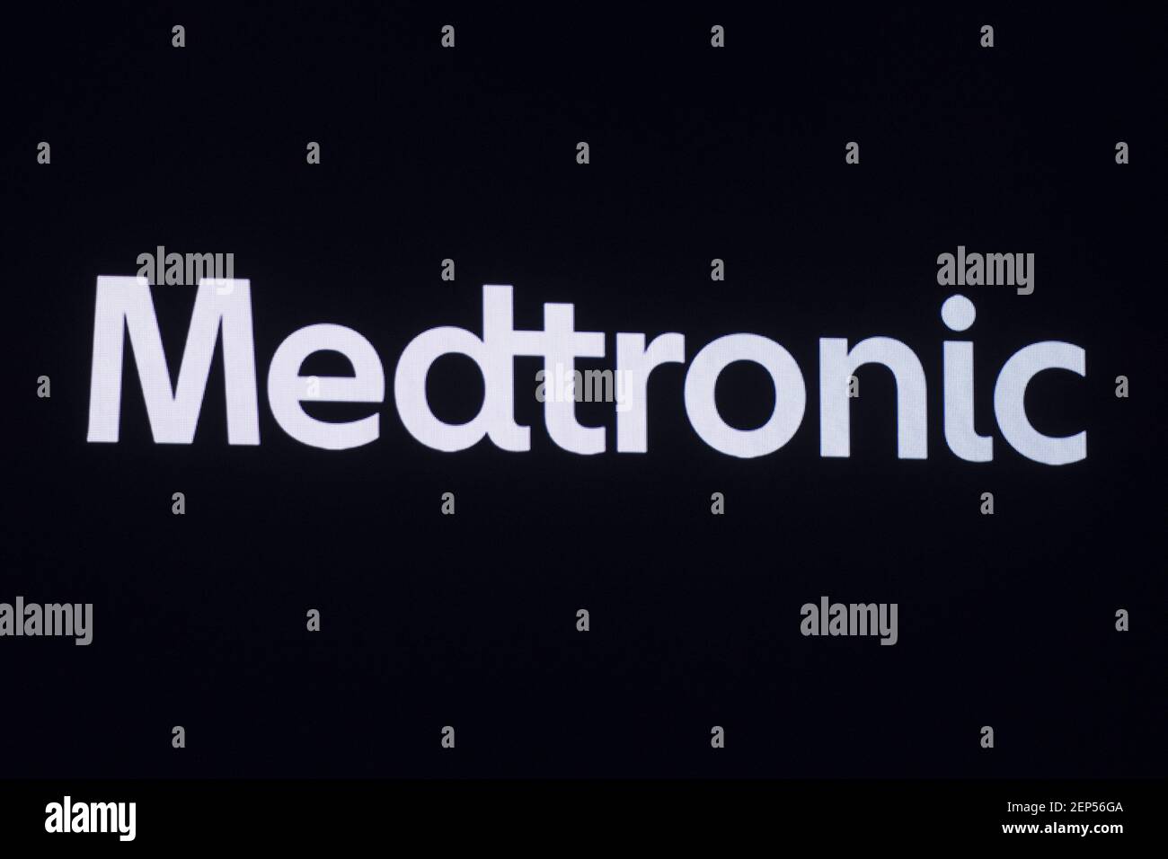 Medtronic logo is seen in San Jose, California on October 30, 2019 ...