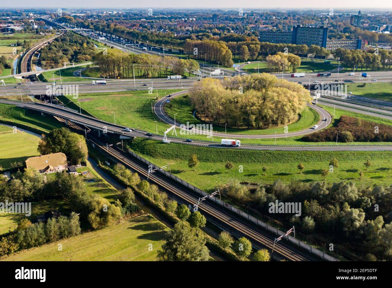 GORINCHEM, 31-10-2019, The Betuwelijn is a freighttrain route between ...