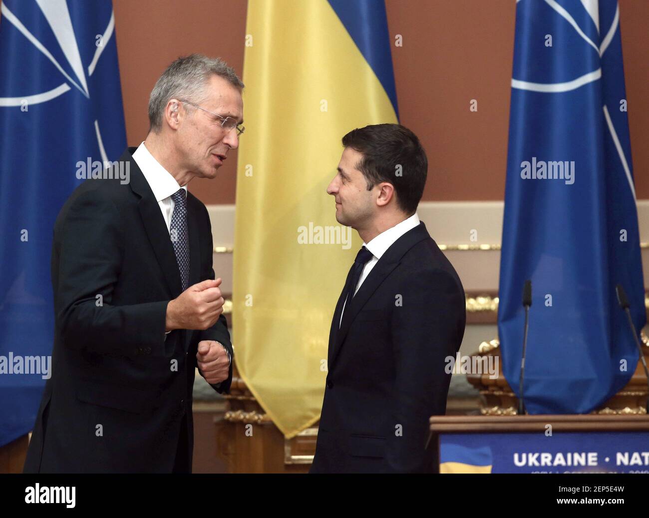 Secretary General of NATO Jens Stoltenberg (left) and President of ...