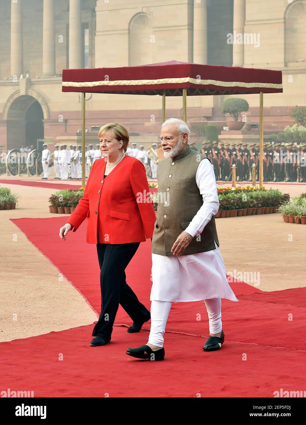 NEW DELHI, INDIA - NOVEMBER 1: Prime Minister Narendra Modi with German ...