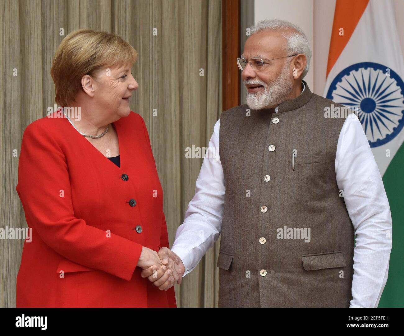 NEW DELHI, INDIA - NOVEMBER 1: Prime Minister Narendra Modi shake hands ...